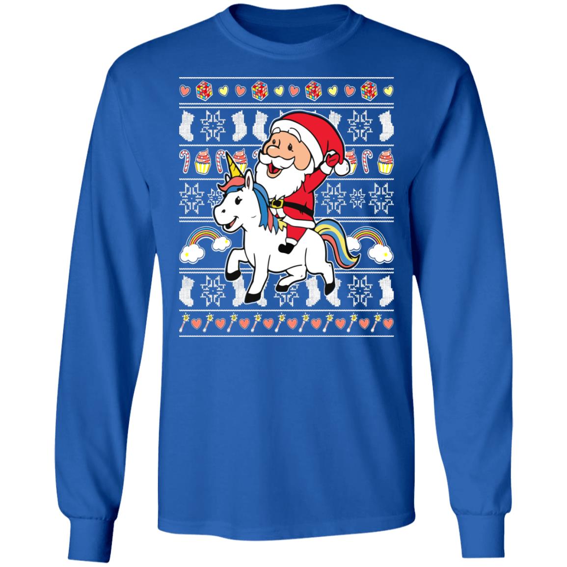 Santa Riding Unicorn Christmas sweater