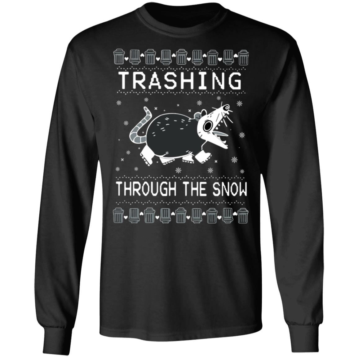 Opossum trashing through the snow Christmas sweater - Rockatee